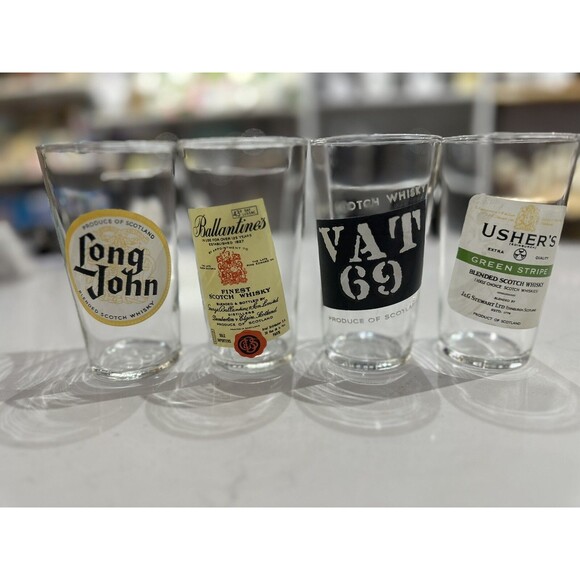 Dining | Scotch Whisky Ad Glasses Ushers Vat 69 Long John Ballantines ...